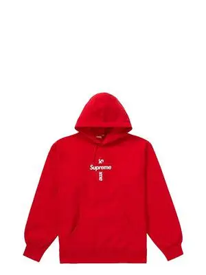 Supreme Cross Box Logo Hooded Sweatshirt - Red