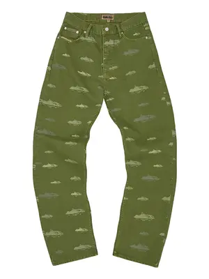 CORTEIZ Alcatraz Pattern Denim Jeans - Khaki