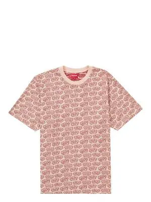 Supreme Word Bubble Jacquard Short Sleeve Top - Peach