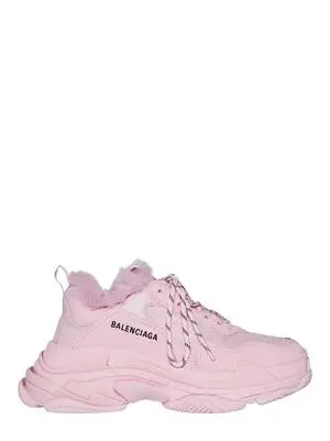Balenciaga Triple S Fake Fur Sneakers Pink