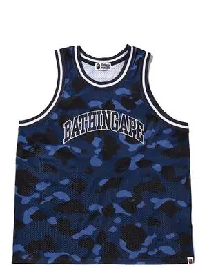 A BATHING APE Camo Basketball Tank Top - Navy Blue