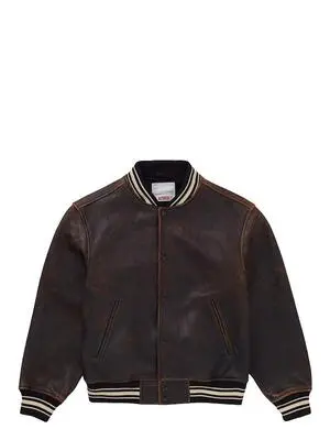 Supreme Leather Varsity Jacket - Black