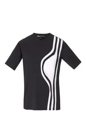 Adidas Y3 Stripes Short Sleeve Tee Shirt - Black