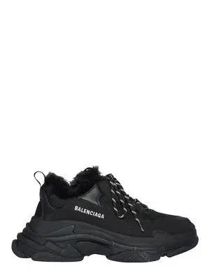 BALENCIAGA Triple S Fake Fur Sneakers