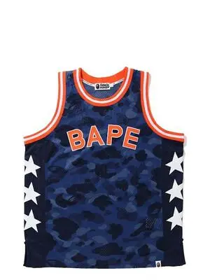 A BATHING APE Camo Basketball Tank Top - Navy Blue
