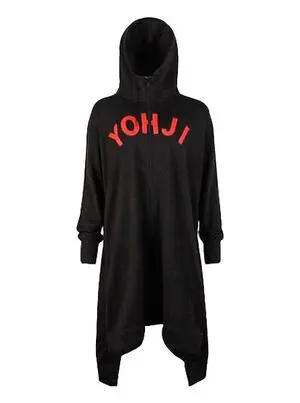 Adidas Y-3 Yohji Letters Zip Up Long Hoodie - Black/red