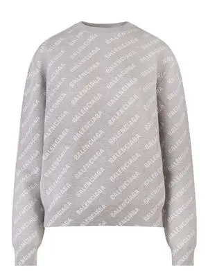Balenciaga Allover Logo Motif Sweater - Grey