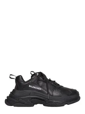 Balenciaga Triple S Synthetic Leather Sneakers - Black