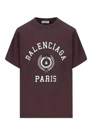 Balenciaga College 1917 Medium Fit T-shirt - Burgundy