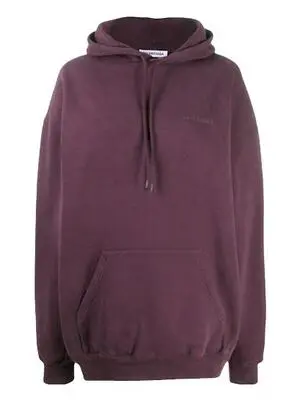 Balenciaga Oversized Logo Print Hoodie - Eggplant