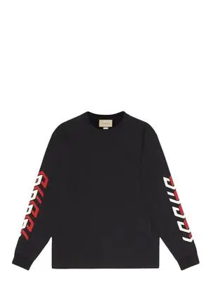 Gucci Logo-print Crewneck Sweatshirt - Black/red/white
