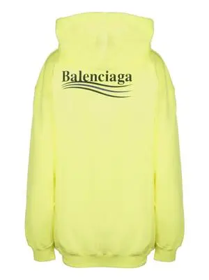 Balenciaga Political Campaign Medium Fit Hooded Sweatshirt - Fluo Yellow Black