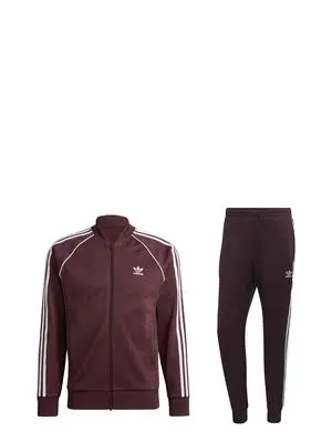 Adidas Primeblue Sst Track Jacket & Pant Set - Shadow Maroon/white