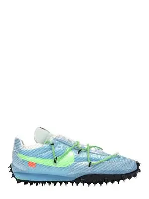 Nike Waffle Racer Off-white Sneakers - Vivid Sky Blue/black/electric Green