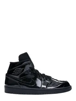 JORDAN 1 Mid Se Triple Patent Sneakers - Black