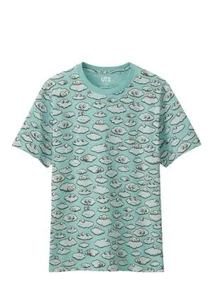 KAWS X Uniqlo All Over Clouds Tee Shirt - Light Blue