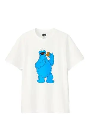 KAWS X Uniqlo X Sesame Street Cookie Monster Tee Shirt - White
