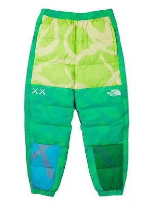 KAWS X The North Face Retro 1996 Nuptse Pants - Safety Green Nuptse Print