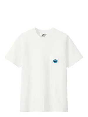KAWS X Uniqlo X Sesame Street Cookie Monster Pocket Tee - White