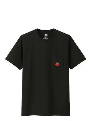 KAWS X Uniqlo X Sesame Street Elmo Pocket Tee Shirt - Black