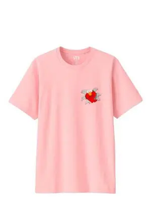 KAWS X Uniqlo X Sesame Street Elmo Tee Shirt - Pink