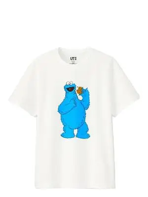 KAWS X Uniqlo X Sesame Street Cookie Monster T-shirt - White