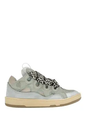 LANVIN Leather Curb Sneakers Light Blue/gum