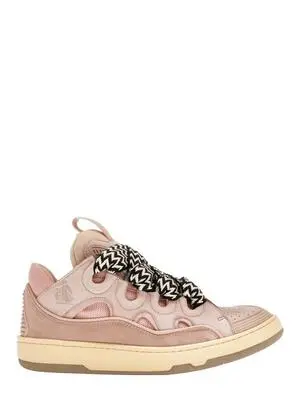 LANVIN Leather Curb Sneakers Pale Pink/gum