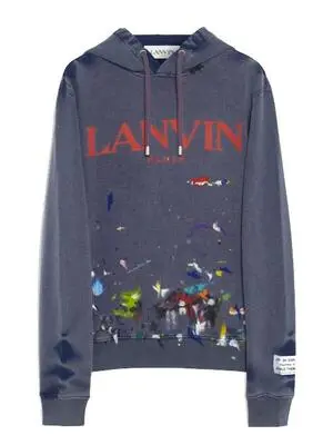 LANVIN X Gallery Dept. Logo Hoodie - Navy Blue
