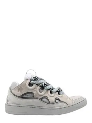 LANVIN Leather Curbin Sneakers Light Grey/blue