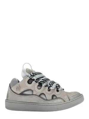 LANVIN Leather Curbin Sneakers - Light Grey/blue