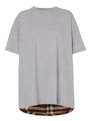 Burberry Check Panel T-shirt - Grey