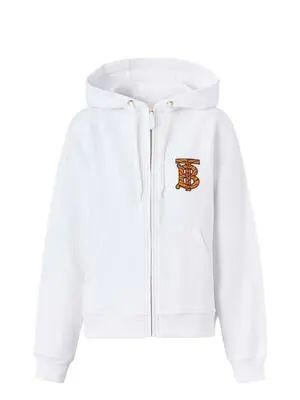 Burberry Tiger Tb Monogram Motif Zip Up Hoodie - White