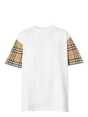Burberry Vintage Check Sleeve Cotton Oversized T-Shirt White/archive Beige