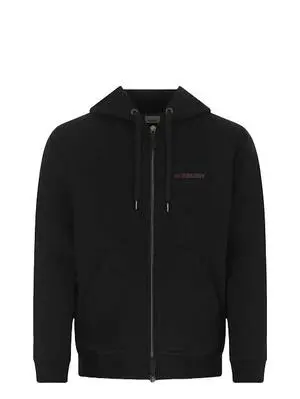 Burberry Stretch Cotton Logo Print Zip-up Hoodie - Black