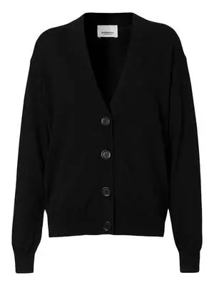 Burberry Vintage Check Elbow Patch Dornoch Merino Wool Cardigan - Black