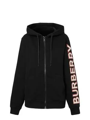 Burberry Logo Print Zip-up Hoodie - Black
