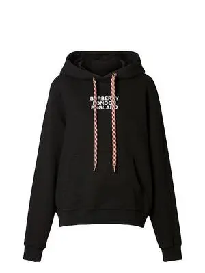 Burberry Embroidered Logo Oversized Hoodie - Black
