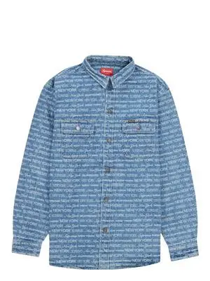 Supreme Type Jacquard Denim Shirt - Blue
