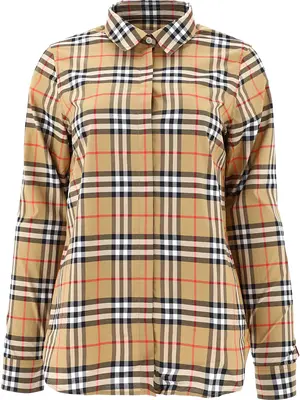 Burberry Vintage Check Cotton Oversized Shirt - Antique Yellow