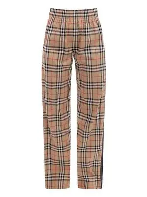 BURBERRY Vintage Check Motif Cotton Trousers