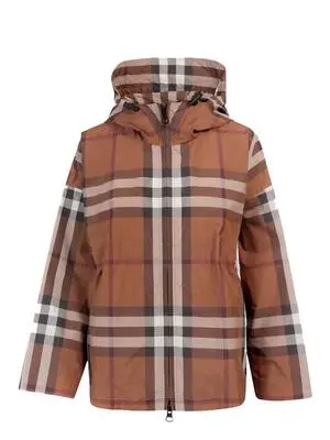 Burberry Nylon Check Motif Jacket - Brown