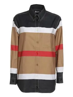Burberry Ivanna Stripe Pattern Button-Up Shirt Beige/multi