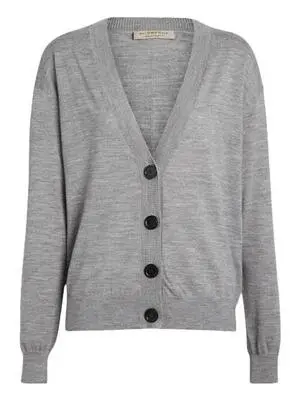 Burberry Dornoch Cardigan With Vintage Check Elbow Patches - Grey
