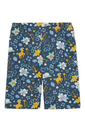 Gucci Printed Cotton Shorts - Blue