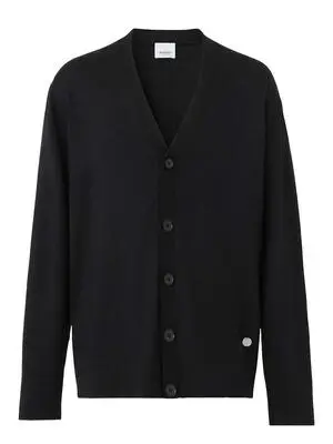 Burberry Wool And Silk V-neck Cardigan - Black