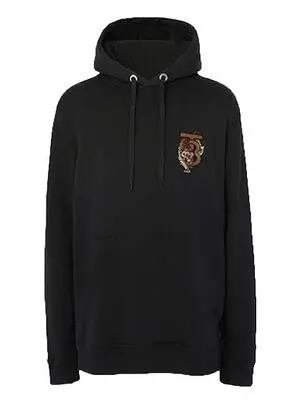 Burberry Tiger Graphic Cotton Hoodie - Black