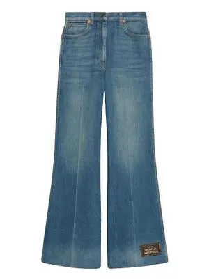 Gucci-Denim Flare Label Pants
