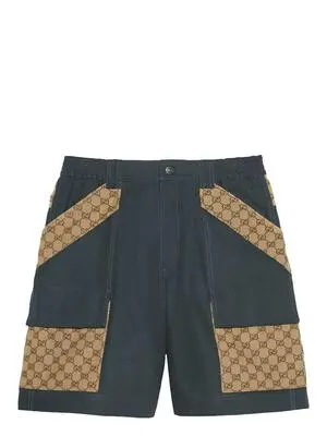 Gucci Cotton Canvas Bermuda Shorts With Gg Insert - Dark Grey