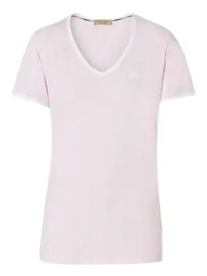 Burberry Embroidered Monogram V-neck T-shirt - Pink/white